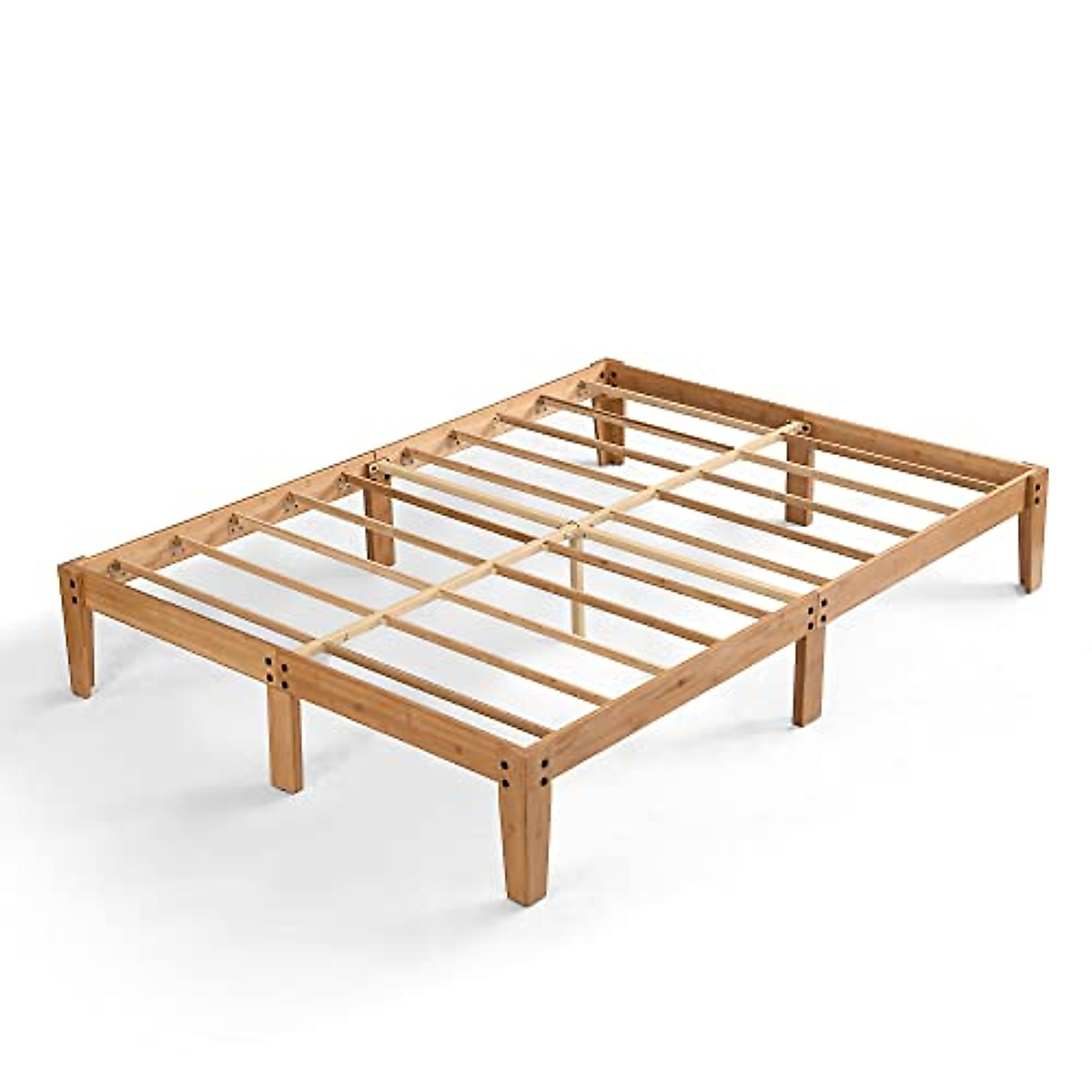 HW COMFORT 14 Inch Bamboo Wood Platform Bed Frame/Solid and Sturdy Platform Bed with Wooden Slats/No Box Spring Needed/Easy Assembly, Queen