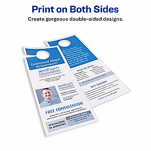 Avery Printable Door Hangers with Tear-Away Cards, 4.25" x 11", Matte White, 80 Blank Door Hangers for Laser and Inkjet Printers (16150)