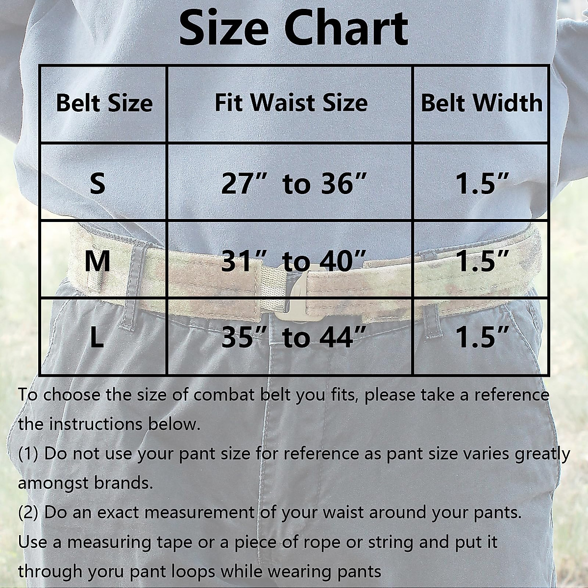 Tactical Inner Belt G Hook Underbelt Buckleless Loop Lining Battle Inner Duty Belt for Mens Waist EDC Gear (Multicam, Medium(31"-40"))