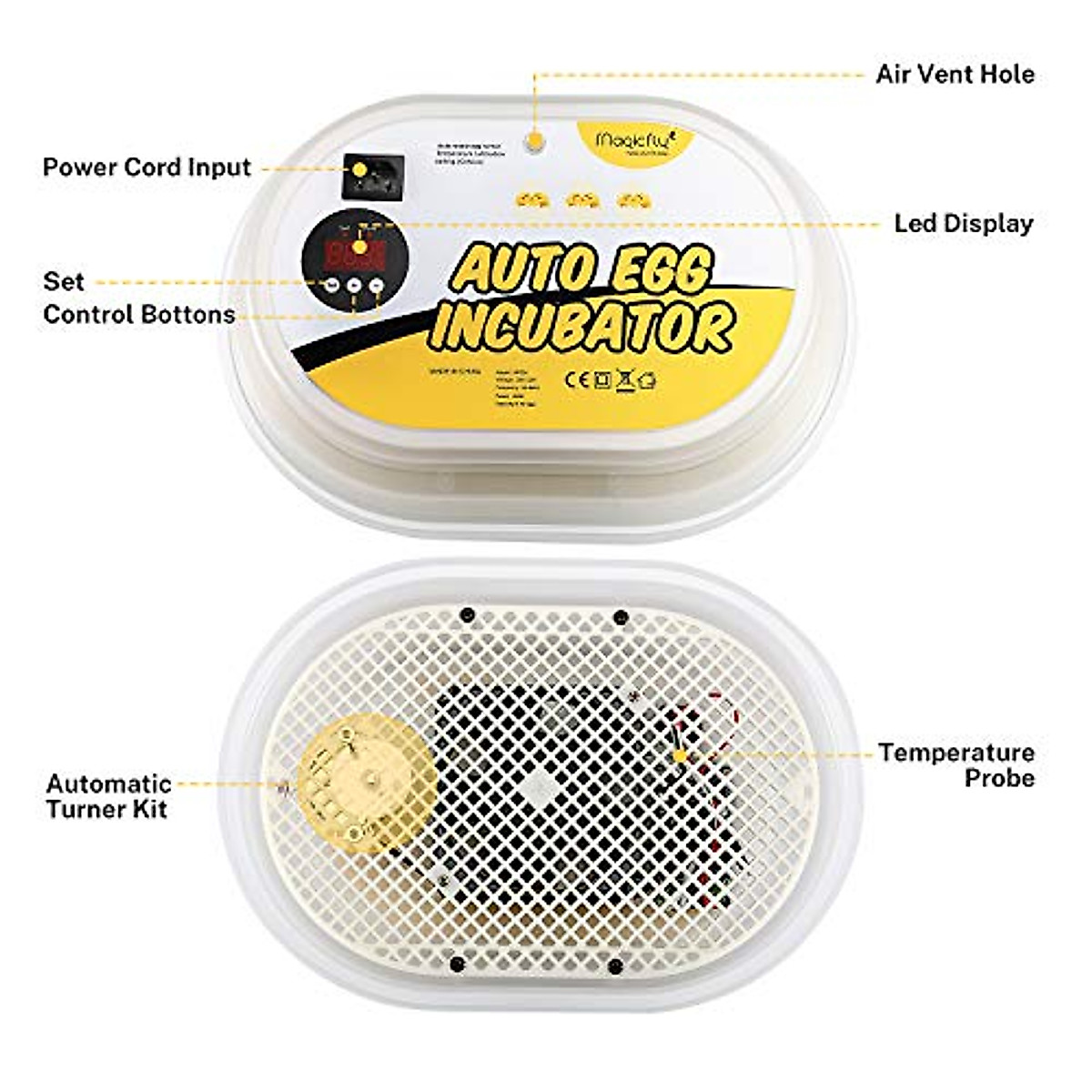 Magicfly Mini Egg Incubators for Hatching Eggs, with Automatic Egg Turning, 9-12 Eggs Hatching Incubator for Chickens, Ducks, Goose, Birds