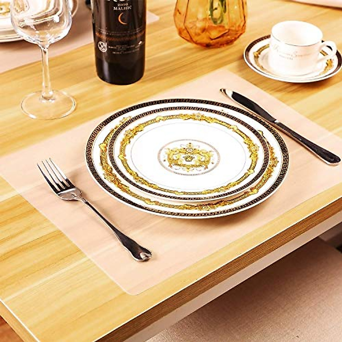 Boao 6 Pieces Plastic PlacematsTable Mats Heat Resistant PlacematsDining Mats for Table, Dining, Kitchen (15.7 x 11.8 Inch)