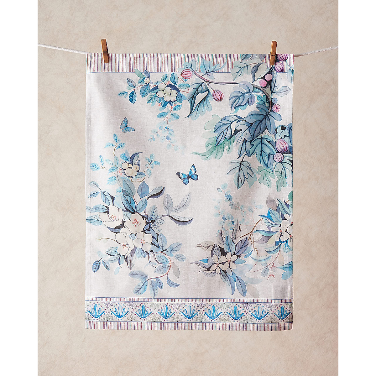 Maison d' Hermine Kitchen Towel 100% Combed Cotton Premium Set of 3 Kitchentowels Easter Tea Towels (20"x27.50") for Table Cleaning, Dining, Buffet Parties & Wedding Use - Peacock Utopia