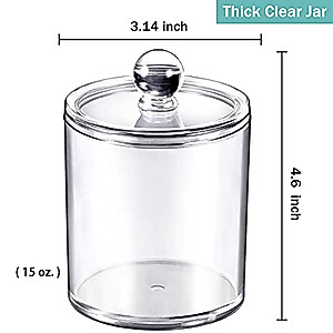Qtip Dispenser Holder Bathroom Vanity Organizer Apothecary Jars Canister Set for Cotton Ball,Cotton Swab,Q-tips,Cotton Rounds,Bath Salts,Premium Quality Plastic Acrylic Clear | 2 Pack,15 Oz. & 20 Oz.