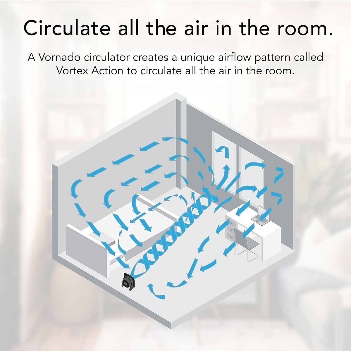 Vornado 573T Whole Room Air Ciruclator Fan with Pivoting Head, Black