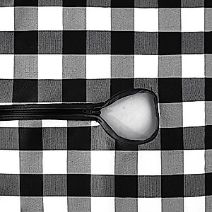 LUSHVIDA Checkered Table Cover Outdoor and Indoor Tablecloth - Washable Waterproof Wrinkle Free Table Cloth with Zipper and Umbrella Hole for Spring/Summer/Party/Picnic/BBQS/Patio 60R Black