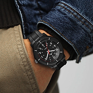 NBONAL Sport Field Watch for Men Black Tactical Watch Daily Waterproof 24 Hour Military Display Casual Quartz Wristwatch