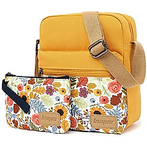 Leaper Small Canvas Crossbody Bag and Purse Set for Women (SD08-Yellow)