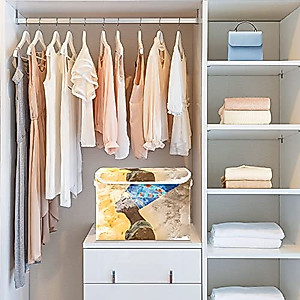 Krafig Old Egyptian Foldable Storage Box Large Cube Organizer Bins Containers Baskets with Lids Handles for Closet Organization, Shelves, Clothes, Toys