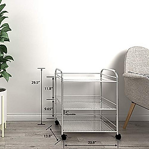 YKEASE 3-Shelf Shelving Units on Wheels Stainless Steel Kitchen Cart Microwave Stand - Bathroom Garage Storage Shelves 24 Inches Wide