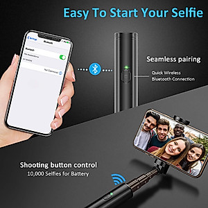 Vproof Monopod Selfie Stick Bluetooth, Lightweight Aluminum All in One Extendable Selfie Sticks Compact Design, Compatible with iPhone 15/14 Pro Max/14 Pro/14/14 Plus/13 Pro Max/13 Pro/13, Galaxy S22