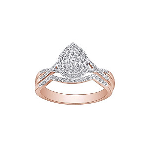 AFFY 0.25 Carat (Cttw) Round White Natural Diamond Pear Frame Infinity Split Shank Engagement Wedding Bridal Ring Set In 10k Solid Rose Gold (I-J Color, I2-I3 Clarity, 1/4 CT) Ring Size-5
