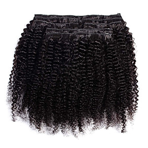 VTAOZI Afro Kinky Curly Hair Extensions Clip in Human Hair for Black Women 8A Brazilian 4B 4C Afro Kinky Curly Clip ins Hair Extensions Natural Color 7Pcs 120G/Set (16 Inch)