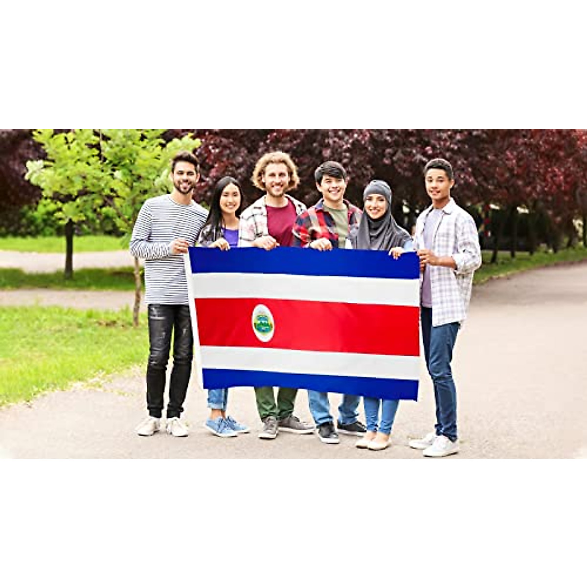 DANF Costa Rica Flag 3x5 Foot Thicker Polyester Costa Rican National Flags Polyester with Brass Grommets 3 X 5 Ft