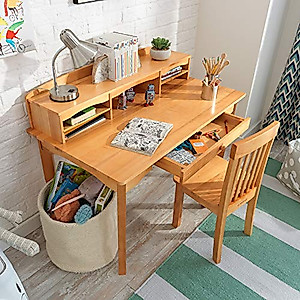 KidKraft Avalon Wooden Children's Desk with Hutch, Chair and Storage - Natural, Gift for Ages 5-10