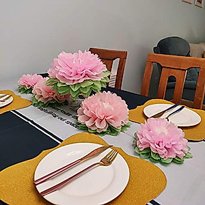 Mybbshower Pinks Flowers Decoration (11''-7'' Assorted) 6 pcs Artificial Tissue Paper Peony Nursery Wall Bridal Shower Centerpiece Baby Girl Birthday Tea Party