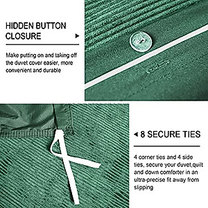 PHF Luxurious Velvet Corduroy Duvet Cover Set King, 3PCS Flannel Soft Comforter Cover Set for All Season, Cozy Durable Duvet Cover with Pillow Shams Bedding Collection, 104" x 90", Emerald Green