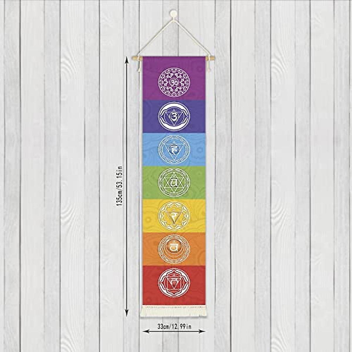 Hanging Poster Canvas Wall Art Banner For Meditation 7 Chakra Mandala Yoga Painting | Wall Hanging Yoga Tapestry Decoration With 1 Tassel Decor Tapestry Decoration For Meditation Studio Room