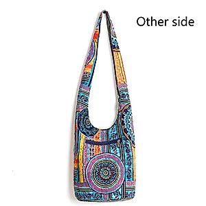 Unknown Ethnic Style Bag Tie Dye Hippie Bag Sling Bag in Classic Baja Jacket Fabric Bohemian Lady's Everyday Crossbody Shoulder Bags Women Tourist Cotton Fabric Bag (1240), 15" x 10" x 5"