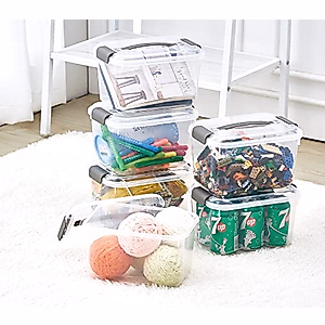 ZHENFAN 5.5 Qt Clear Storage Latch Box/Bin with Lids, 4-Pack Plastic Organize Bins with Handle