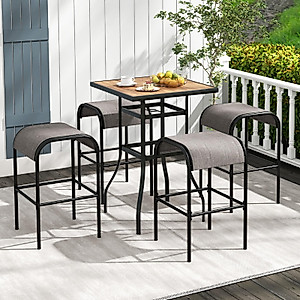 Tangkula Outdoor Bar Stools Set of 4, 30" Bar Height Bistro Stools with Breathable Fabric Seat & Heavy-Duty Metal Frame, Backless Bar Chairs with Curved Seats for Patio, Poolside, Backyard (4, Coffee)