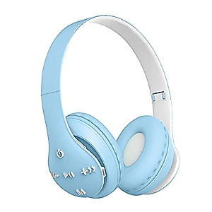 Bluetooth5.1 Headphones Over-Ear,ST93 Wireless Foldable Support TF Card ABS Portable Headsets Noise Cancelling Soft Earmuffs Headsets for Gaming Running Blue