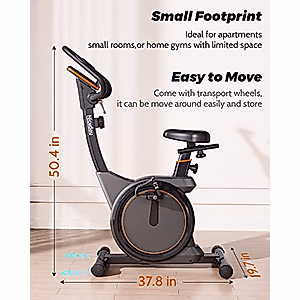 Niceday Upright Exercise Bike-Magnetic Resistance Indoor Cycling Bike with App Connectivity and Performance Monitor, 300 Weight Capacity Black