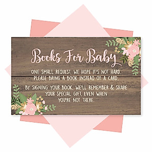 25 Book Request Baby Shower Guest Book Alternative - Deer Baby Shower Invitation Inserts, Books For Baby Shower Request Cards, Bring A Book Instead Of A Card, Baby Shower Book Request For Girls