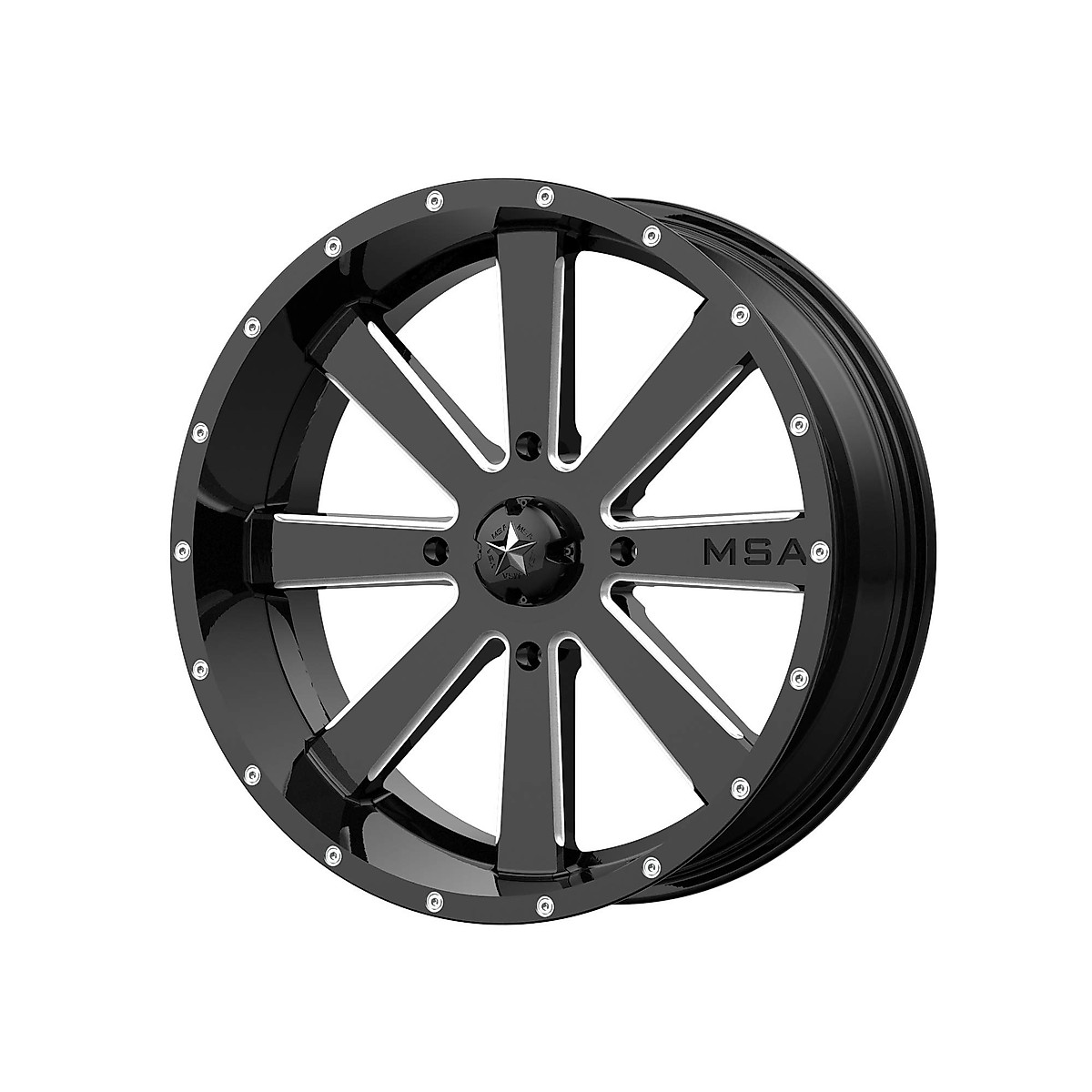 MSA OFFROAD WHEELS 20" Inch 4x156 Wheel Rim M34 Flash 20x7 +0mm Black Milled