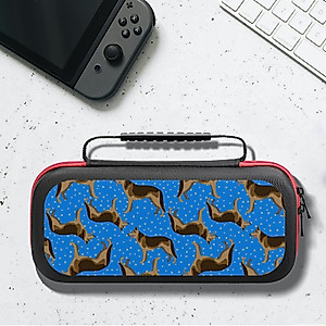 German Shepherd on Blue Starry Switch Carrying Case Protective Hard Shell Portable Travel Pouch with 20 Game Cartridge
