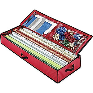 Christmas Storage Organizer – Spacious Under-bed Holiday Wrapping Paper Container –Perfect for Gift Wrap, Bags, Ribbons, Bows, Cards, Wrapping Supplies and Many More