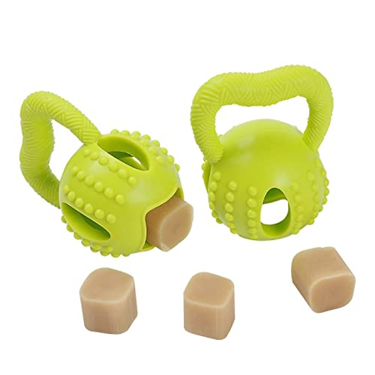 Dog Rope Toys for Aggressive Chewers Square Ring Interactive TPR Chew Toy with Cheese for Dogs Teeth Cleaning and Puzzle Solving Dog Toys (Green, One Size)