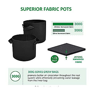 JNYONG 12-Pack 7 Gallon Thickened Non-Woven Grow Bags, Aeration Fabric Pots with Handles