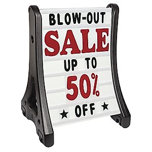SmartSign 24"x36" Changeable Message Sign Board Sidewalk Sign, Deluxe Portable A-Frame Sign & Letter Kit for Outdoor, Business, Large Black Standing Frame with Wheels, USA-Made