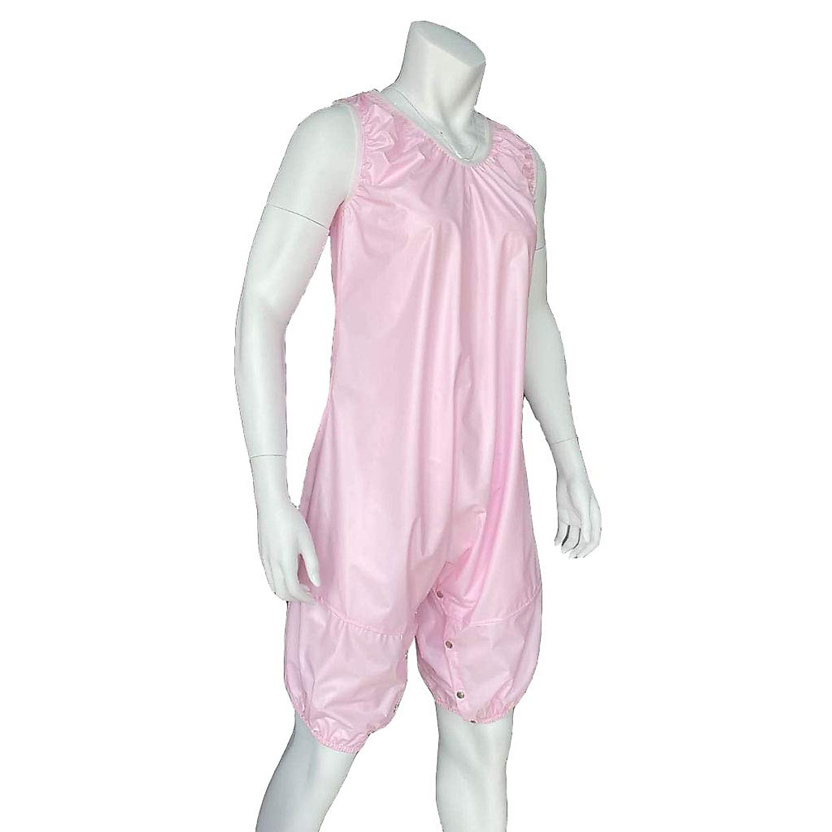 Haian PVC AB Unisex Snap Through Crotch Romper (3X-Large, Baby Pink)