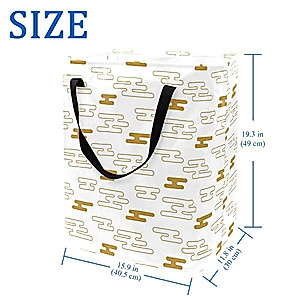 Chinese Style Auspicious Cloud Pattern Print Collapsible Laundry Hamper, 60L Waterproof Laundry Baskets Washing Bin Clothes Toys Storage for Dorm Bathroom Bedroom