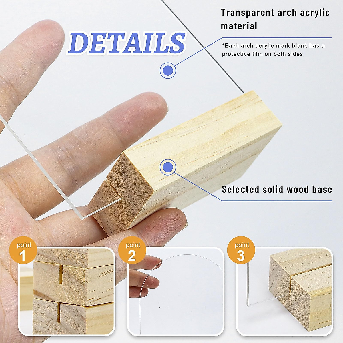 ISusser 6 Pack 4x6 Inch Blank Clear Arch Acrylic Sign with Wooden Stands, Arched Round Top Acrylic Sheet, DIY Acrylic Arch Table Numbers for DIY Name Card Gifts Event Party Sign Decoration