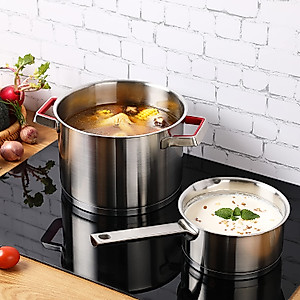 NANFANG BROTHERS Stainless Steel Saucepan with Glass Lid, Professional Small Sauce Pan Milk Pot with Cover, 316 Stainless Steel Composite Copper Cooking Pot, 1 Quart Kitchen Cookware Classic Silver