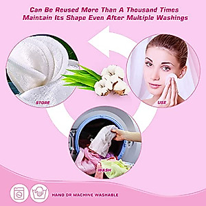 Samtone Reusable Makeup Remover Pads 20 Pack with Laundry Bag and Gift Box – 100% Organic Face Cleansing Reusable Cotton Rounds for Toner, Washable Eco-Friendly Bamboo Cotton Pads for All Skin White