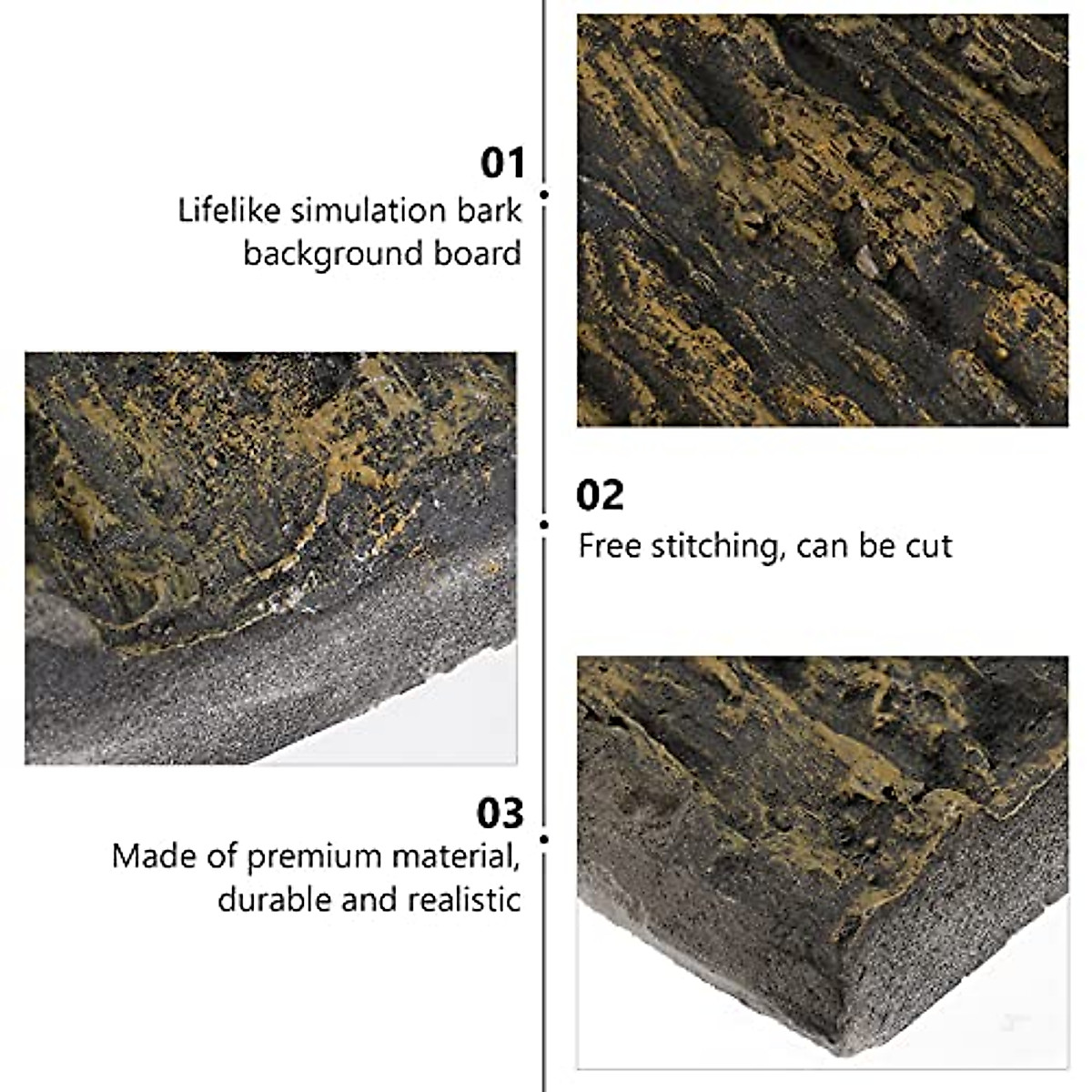 YARDWE Reptile Tank Background Aquarium Background Board Artificial 3D Bark Poster Foam Fish Tank Board Reptile Box Background Decoration for Vivarium Zoo Home Cork Tank Background