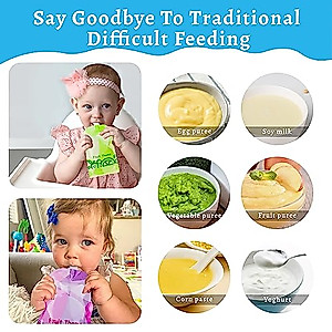 Newmemo Baby Food Pouch Maker 7PCS Double Zipper Reusable Food Pouches Filler Set Refillable Fruit Puree Pouch Filling Station Portable Juice Puree Squeezer Storage Bags for Toddlers Baby