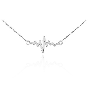 Claddagh Gold 925 Sterling Silver Lifeline Pulse Pendant Heartbeat Necklace, 18"
