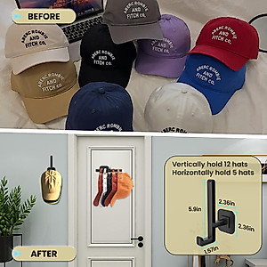 EKOTTOK 4 Pack Hat Racks for Baseball Caps, Baseball Hat Storage, Hat Organizer for Baseball Caps, Adhesive/Drilled Hat Holder Hanger Hooks Hat Rack for Wall, Door, Bedroom, and Closet, Black