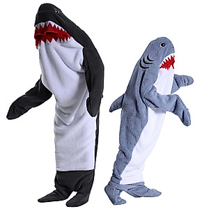 Yaruing Shark Wearable Blanket, Flannel Blanket Hoodie Onesie for Adult & Kids,Hooded Blanket with Sleeves, Soft Cozy Cosplay