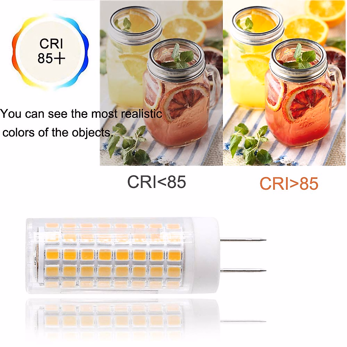 G MGY OLED LED GY8.6 Bulb, 7W T4 G8 LED Bulb, 75W Halogen Bulb Replacement, GY8.6 Bi-pin Base Light Bulb, AC120V, for Under Counter Kitchen Lighting, Light Fitting, 2-Pack (Warm White)