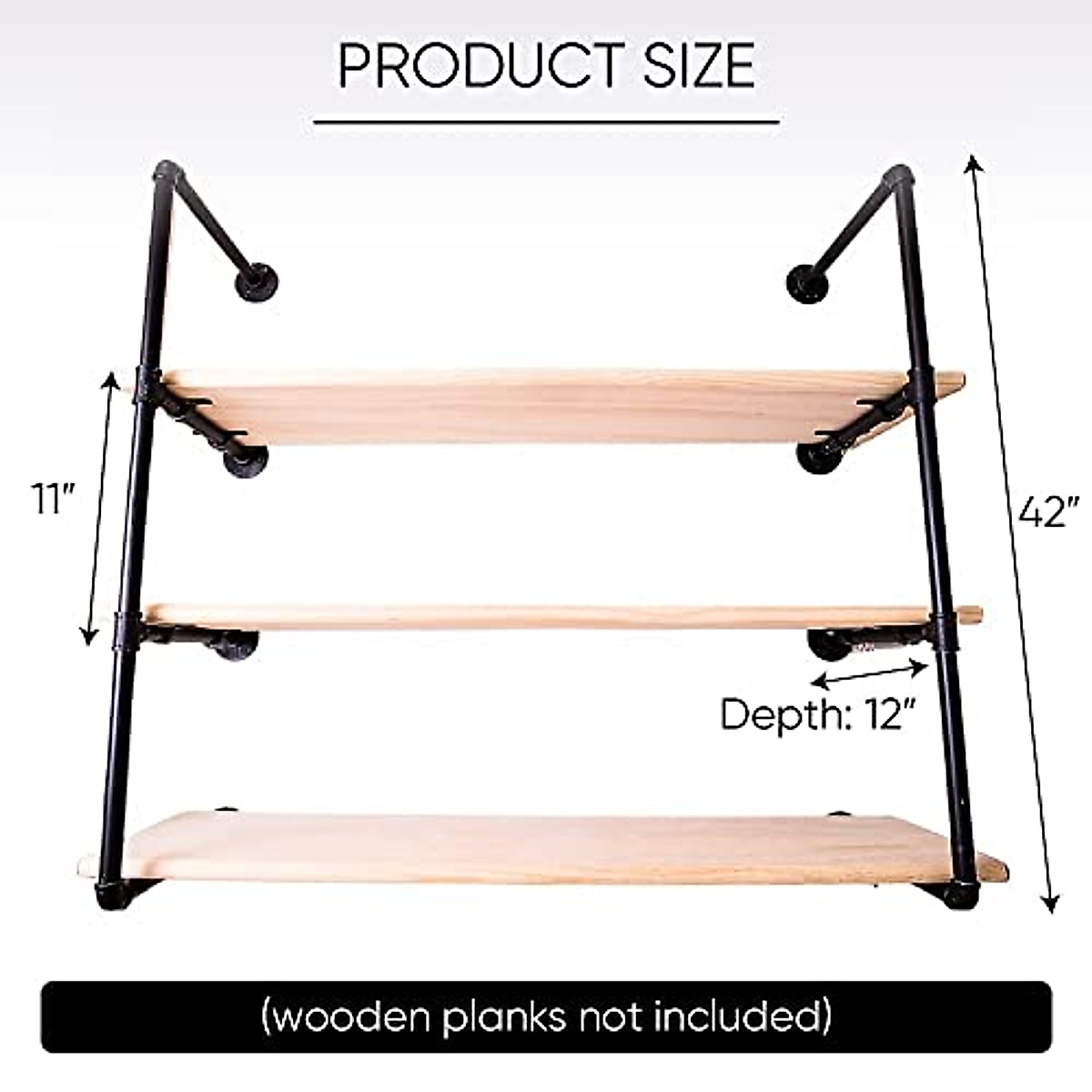 4 Tier Industrial Iron Pipe Floating Shelves, Wall Mount Pipe Shelf Brackets Unit, DIY Open Bookshelf 4 Tier Pipe Shelving, Shelf floating Pipe for Home, Kitchen, Bathroom, Office(42Inch)