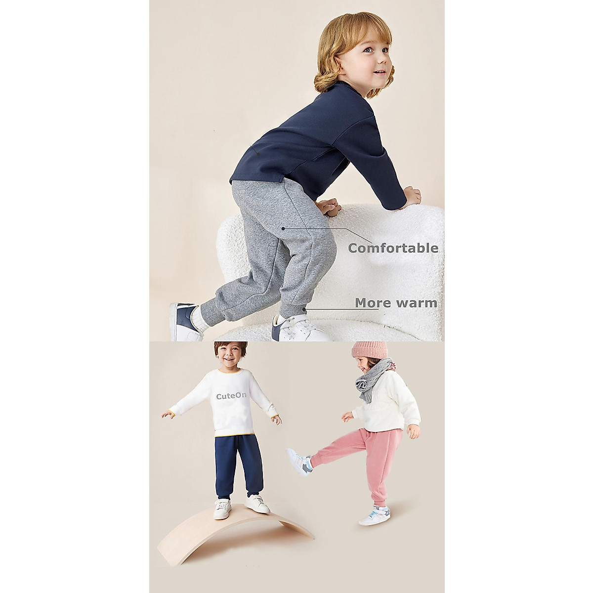 CuteOn Unisex Toddler Jogger Pants Kids Cotton Elastic Waist Winter Baby Sweatpants Pants 2Years Red