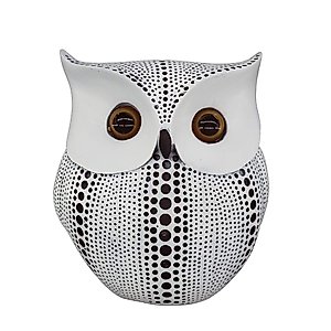 Artgenius Dots Owl Statue,Small Animal Owl Figurines for Home Office Decor (White)
