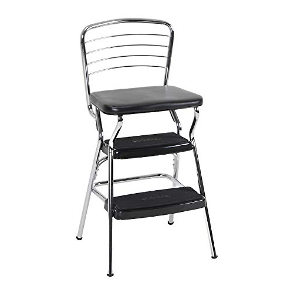 COSCO 11140CBB1E Stylaire Chair and Step Stool, Black