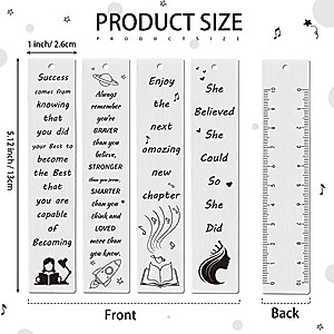 Tallew 4 Pcs Metal Bookmarks Inspirational for Book Lovers Christmas Gifts Graduation Teacher Appreciation Bookmark Thank You Page Marker Teachers Women Birthday(Sweet), Silver