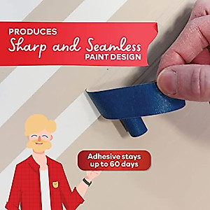 XFasten Professional Blue Painters Tape 2-Inches x 60 Yards (3-Pack) Blue Painters Masking Tape Bulk - Sharp Edge Line Technology, Produces Sharp Lines | Residue-Free and Artisan Grade Wall Trim Tape